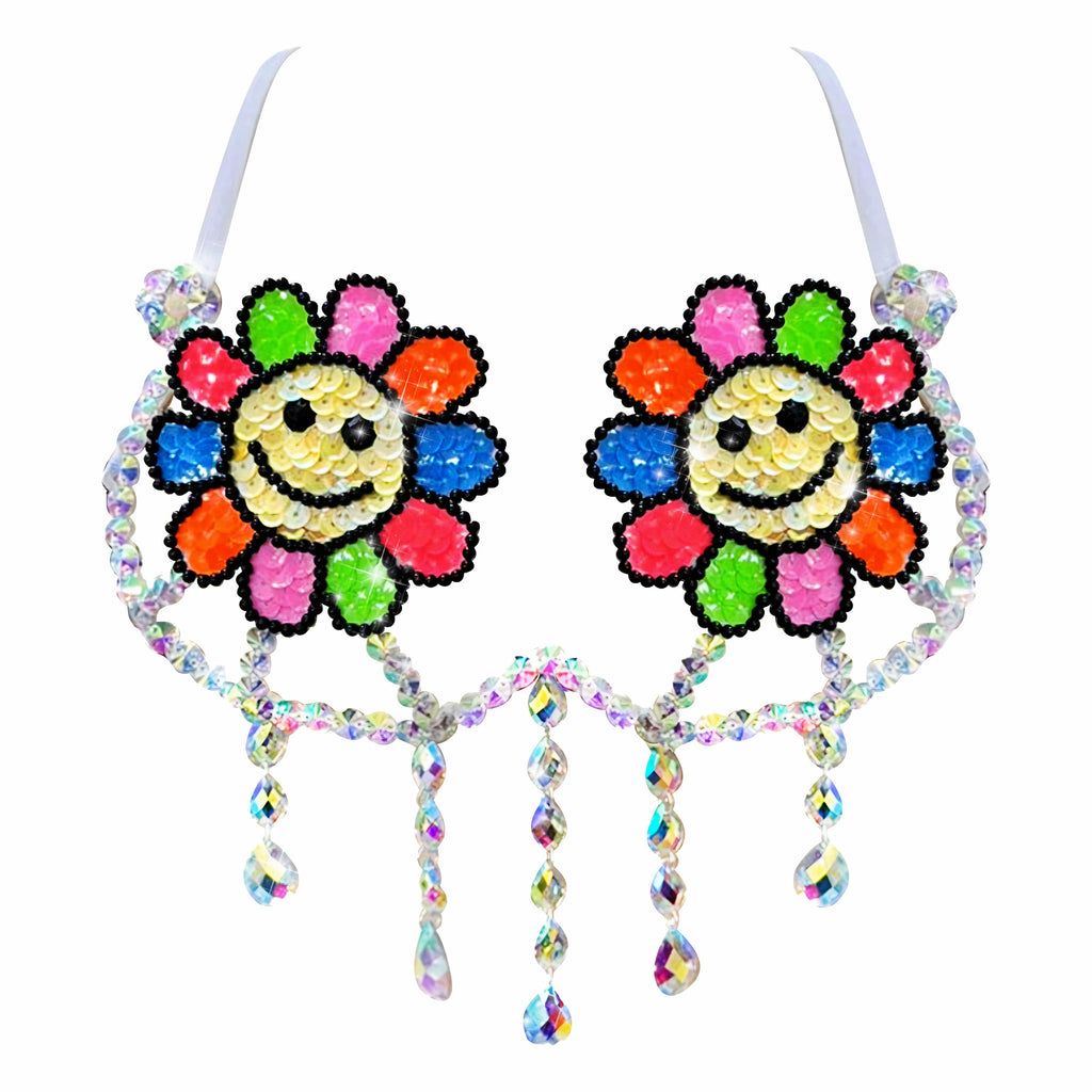 Daisy Delights Smiley Blacklight Crystal Carnival Bra – NevaNude