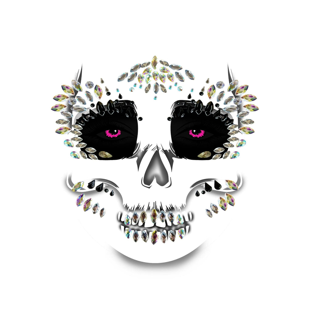 Skull Face Crystal Jewel Sparkle Face Sticker – NevaNude